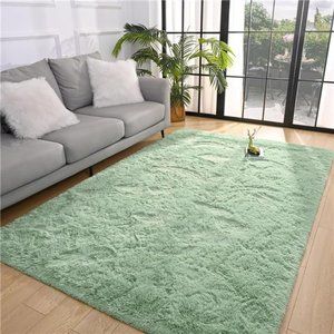 Accents | Fluffy Sage Green Rug For Bedroom Living Room 4x6 Feet ...